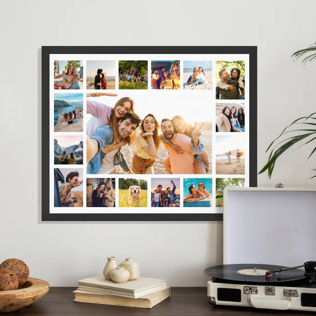 Simple Modern 17 Photo Collage Poster | Zazzle