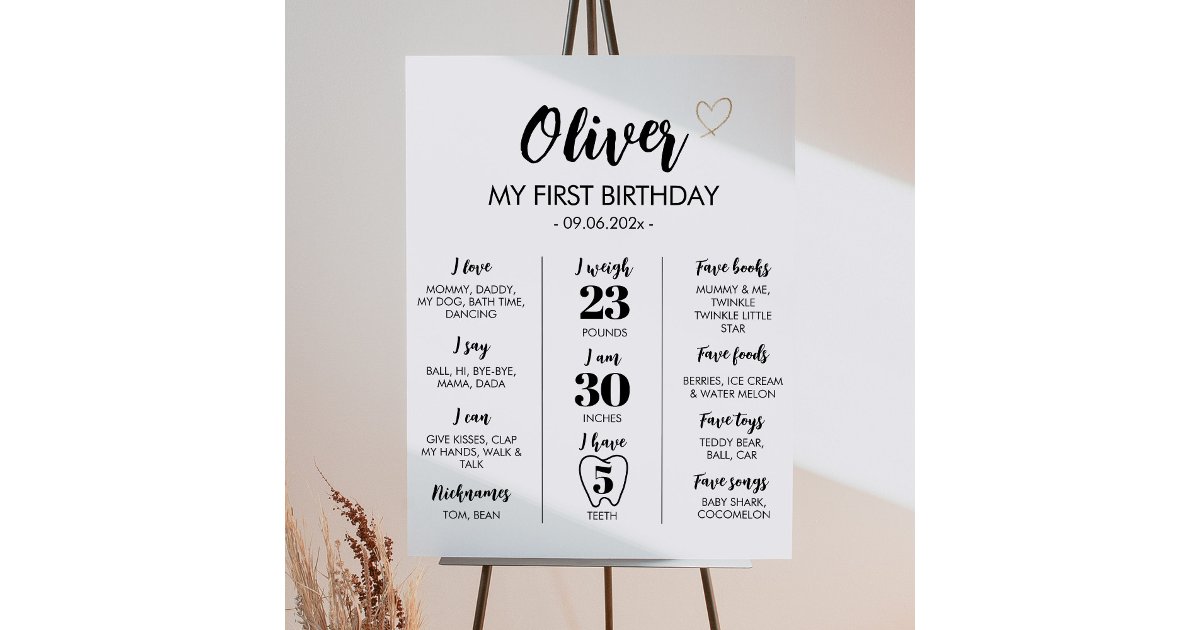 Simple Modern 1st Birthday Milestone Sign | Zazzle