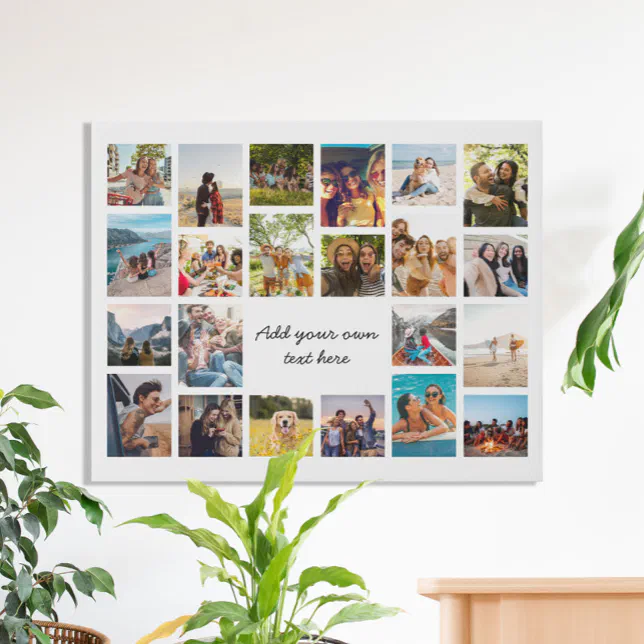 Simple Modern 24 Photo Collage Faux Canvas Print | Zazzle