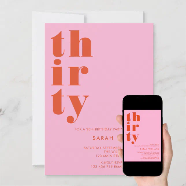 Simple Modern 30th Birthday Invitation | Zazzle