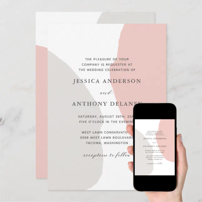 Simple Modern Abstract Shapes Wedding Invitation | Zazzle