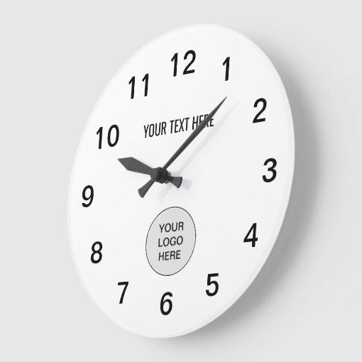 Simple Modern Add Your Logo Wall Clock | Zazzle