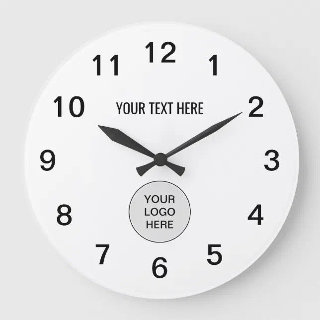Simple Modern Add Your Logo Wall Clock | Zazzle