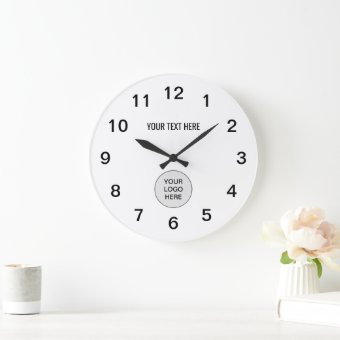 Simple Modern Add Your Logo Wall Clock | Zazzle