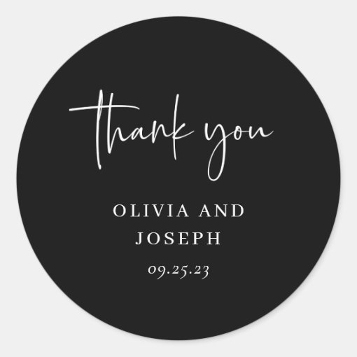 Simple Modern and Minimalist | Black Wedding Classic Round Sticker | Zazzle