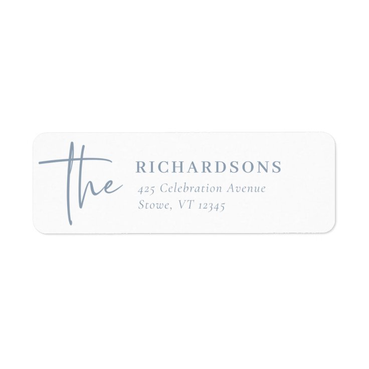Simple Modern and Minimalist Dusty Blue and White Label | Zazzle