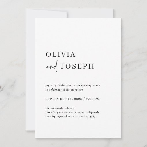 Simple Modern and Minimalist | Evening Party Invitation | Zazzle
