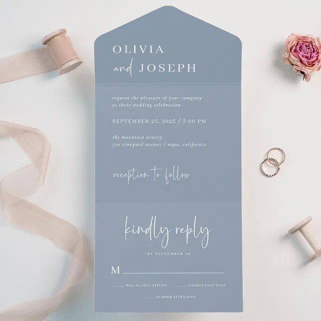 Simple Modern and Minimalist | Wedding All In One Invitation | Zazzle