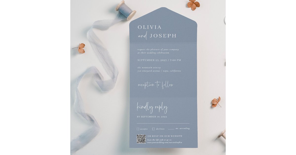 Simple Modern and Minimalist | Wedding QR Code All In One Invitation ...