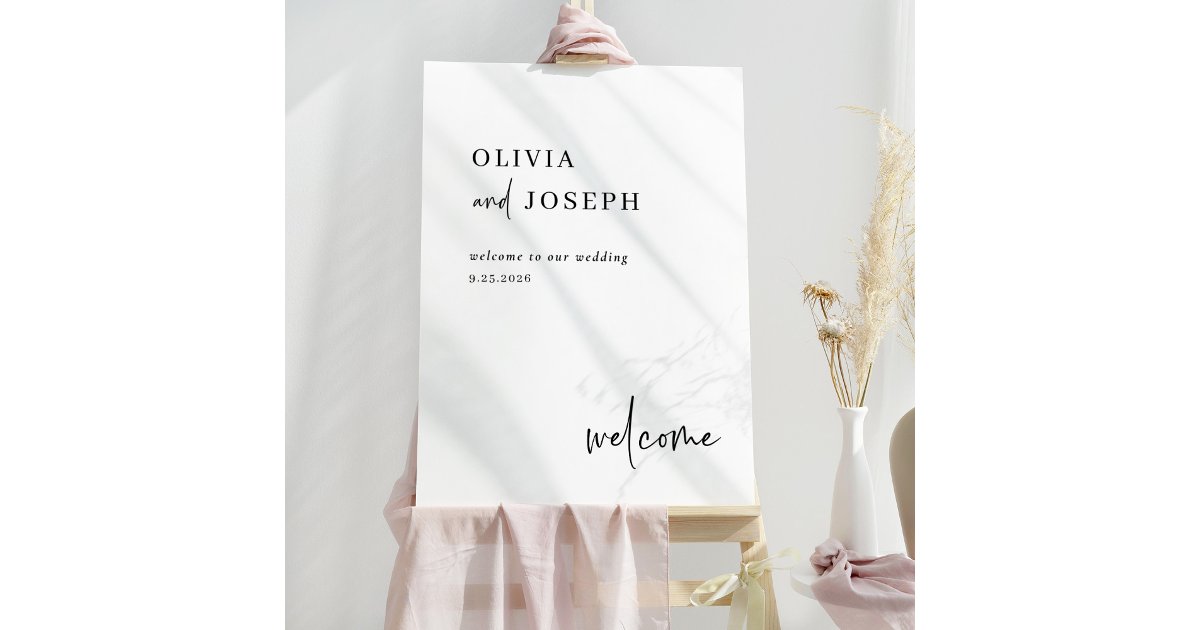 Simple Modern and Minimalist | Wedding Welcome Foam Board | Zazzle
