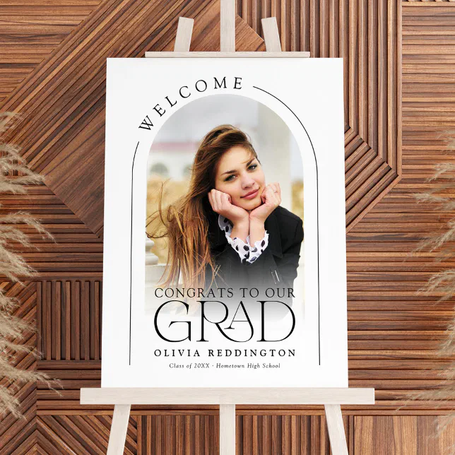 Simple Modern Arch Typography Photo Grad Foam Board | Zazzle