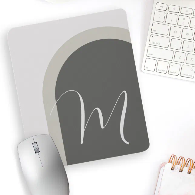 Simple Modern Arch with Monogram Initial Mouse Pad | Zazzle