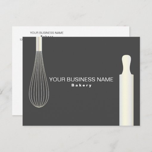 Simple Modern Bakery Pastry Chef Baking Business Postcard | Zazzle
