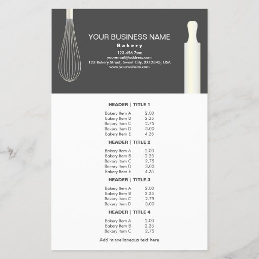 Simple Modern Baking Business Pastry Chef Bakery Flyer | Zazzle
