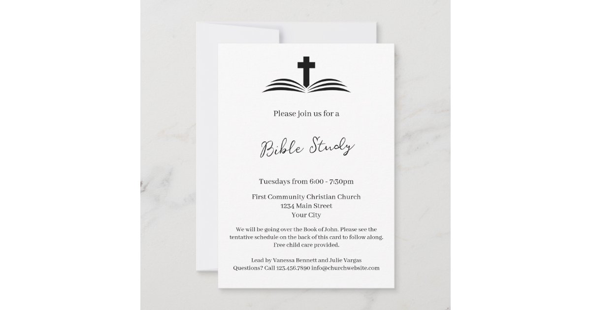 Simple Modern Bible Study Church Event Invitation | Zazzle
