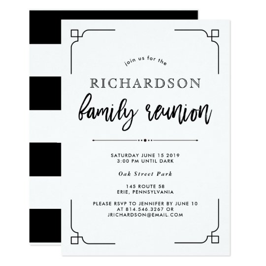 Simple Modern Black and White Family Reunion Invitation | Zazzle.com