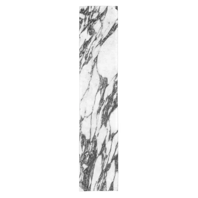 Simple Modern Black and White Marble Stone Short Table Runner | Zazzle
