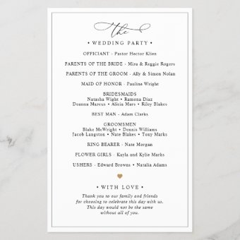 Simple Modern Black and White Wedding Program | Zazzle