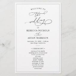 Simple Modern Black and White Wedding Program | Zazzle