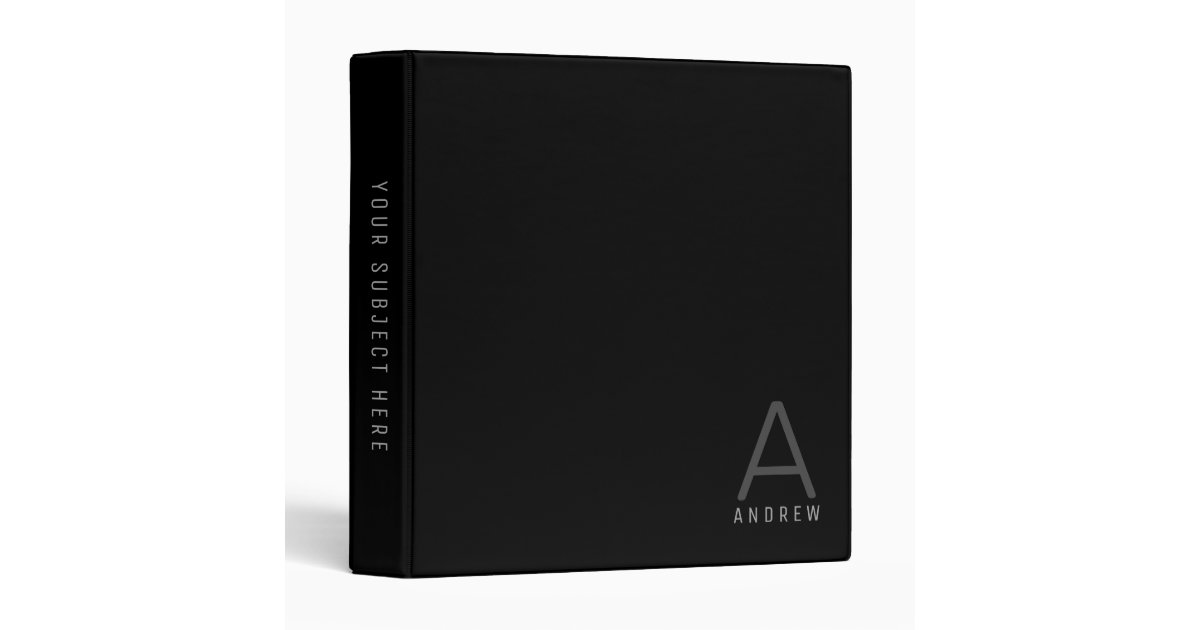 Simple Modern Black Binder Name Professional Look | Zazzle