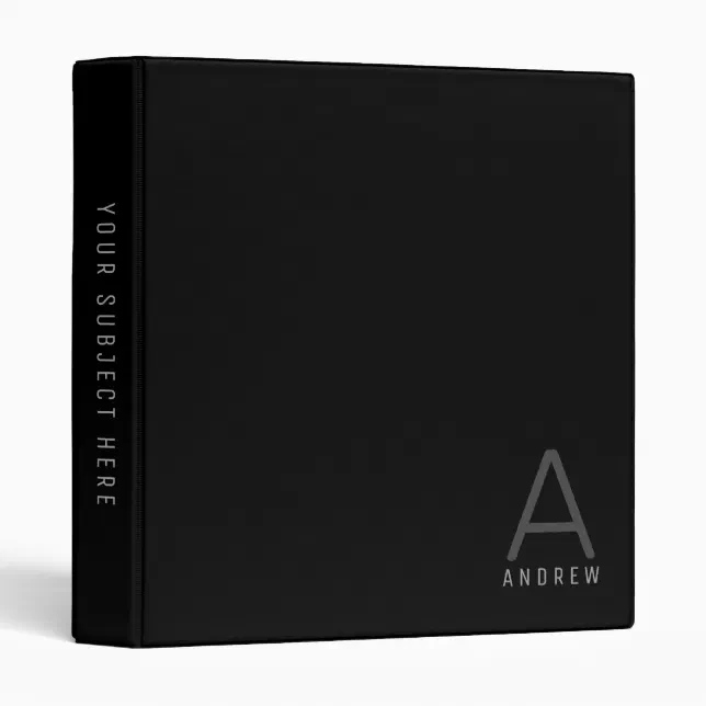 Simple Modern Black Binder Name Professional Look | Zazzle