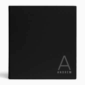 Simple Modern Black Binder Name Professional Look | Zazzle