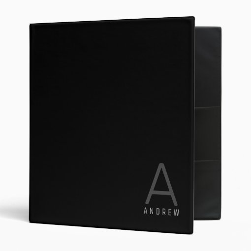 Simple Modern Black Binder Name Professional Look | Zazzle