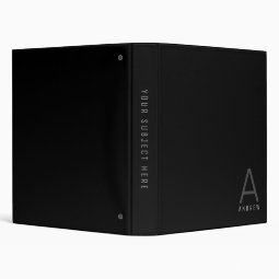 Simple Modern Black Binder Name Professional Look | Zazzle