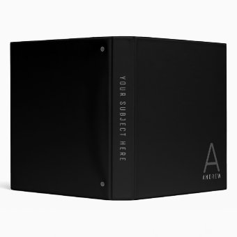 Simple Modern Black Binder Name Professional Look | Zazzle