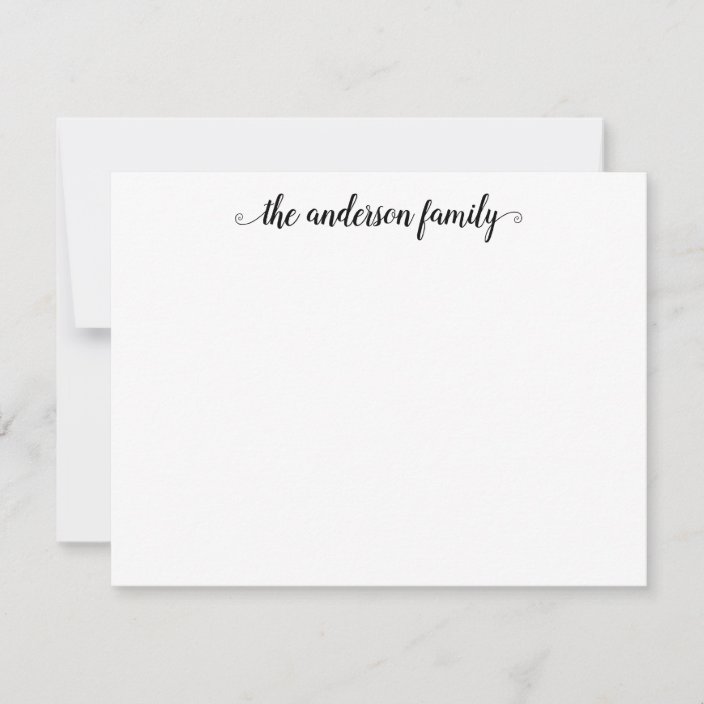 Simple Modern Black Gray Calligraphy Script Family Note Card | Zazzle.com