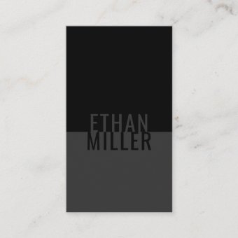 Simple Modern Black Grey Vertical Plain Minimalist Business Card | Zazzle