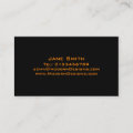 Simple Modern Black, Orange Swoosh - Business Card | Zazzle