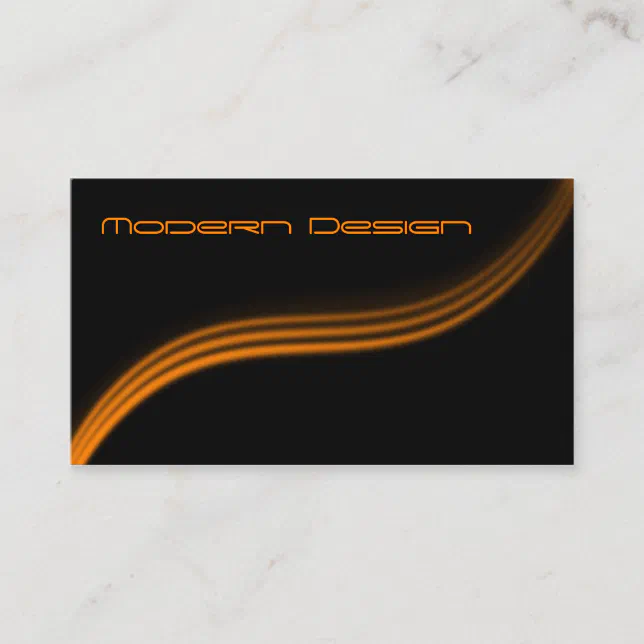 Simple Modern Black, Orange Swoosh - Business Card | Zazzle
