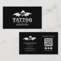 Simple Modern Black Tattoo Artist Dragon QR Code Business Card | Zazzle