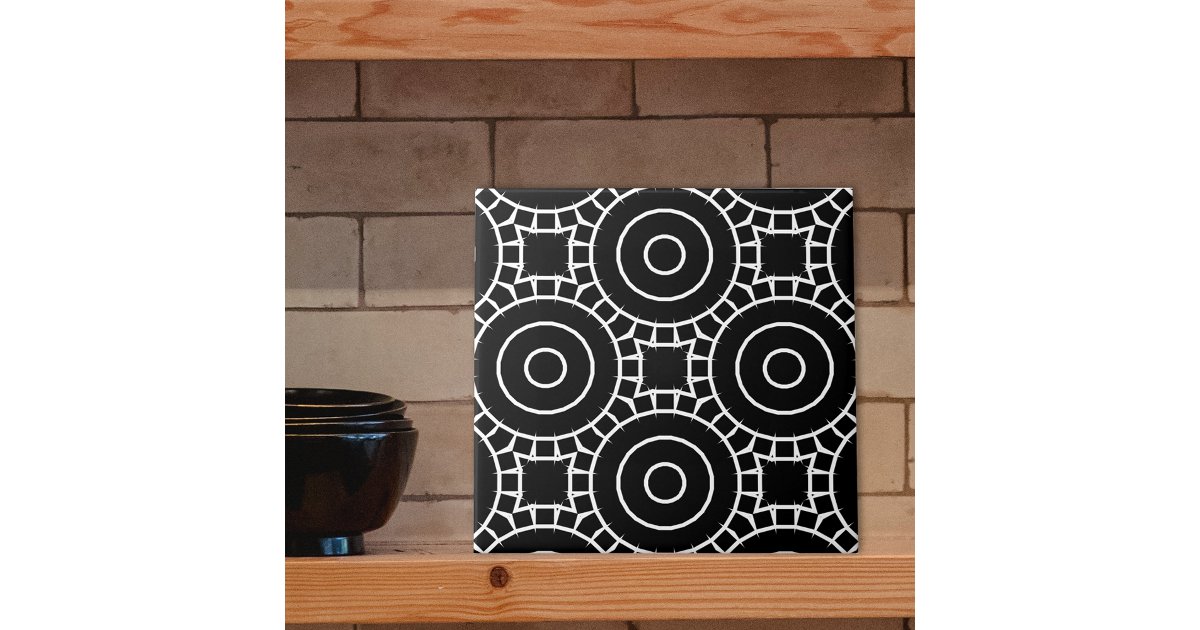 Simple Modern Black & White Geometric Pattern Ceramic Tile | Zazzle