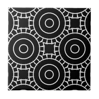 Simple Modern Black & White Geometric Pattern Ceramic Tile | Zazzle