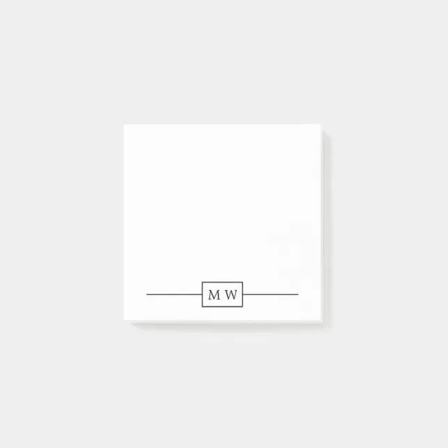 Simple Modern Black White Initial Post-it Notes | Zazzle