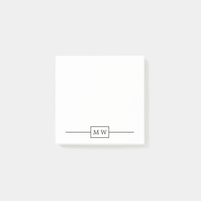 Simple Modern Black White Initial Post-it Notes | Zazzle.com