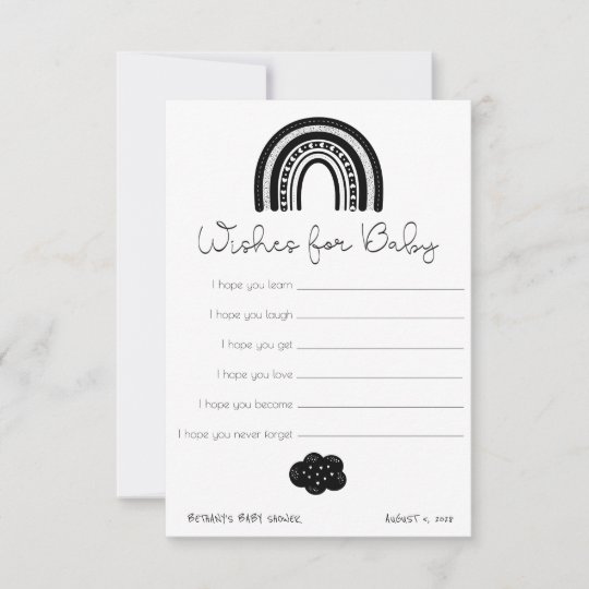 Simple Modern Black White Rainbow Wishes for Baby Note Card | Zazzle.com
