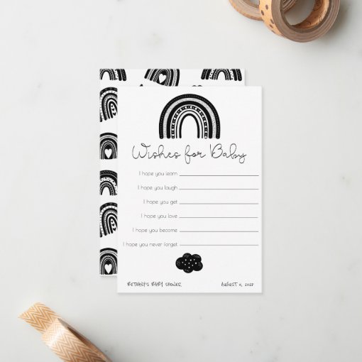 Simple Modern Black White Rainbow Wishes for Baby Note Card | Zazzle