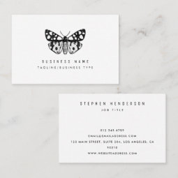 Simple Modern Black & White Tiger Moth Business Card | Zazzle