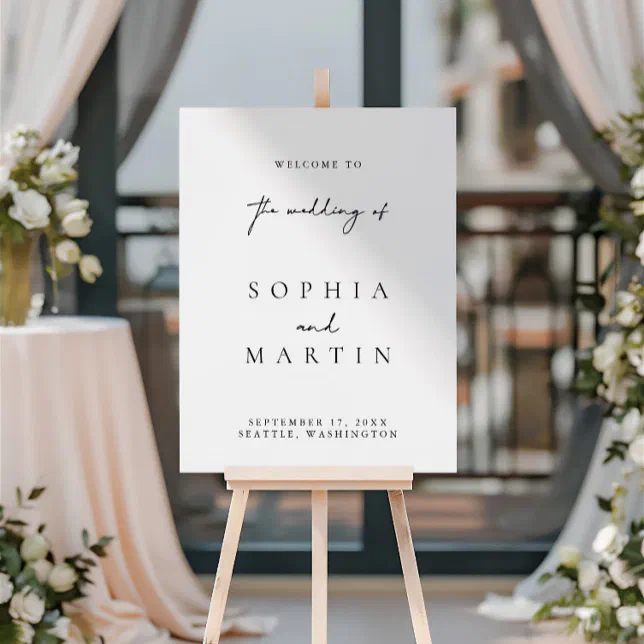 Simple Modern Black & White Wedding Welcome Sign | Zazzle