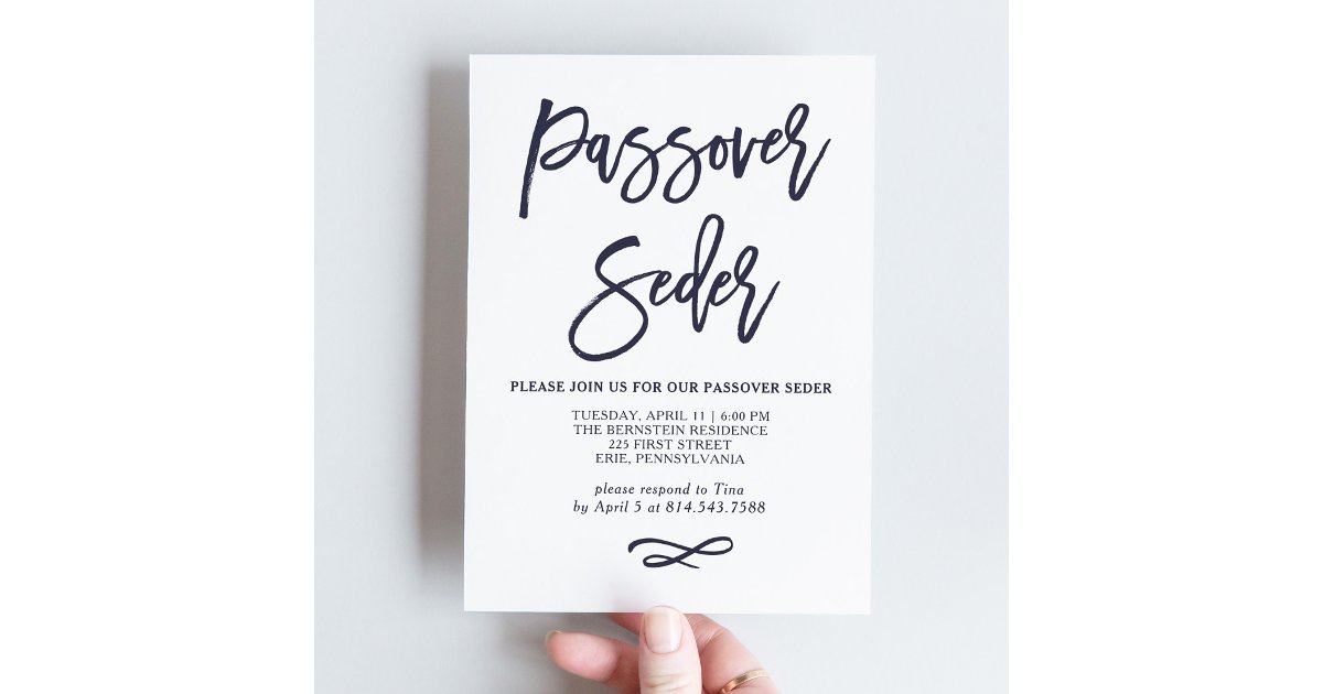 Simple Modern Blue and White Passover Seder Invitation | Zazzle