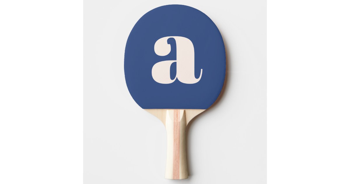 Simple Modern Blue Bold Retro Monogram Initial Ping Pong Paddle | Zazzle
