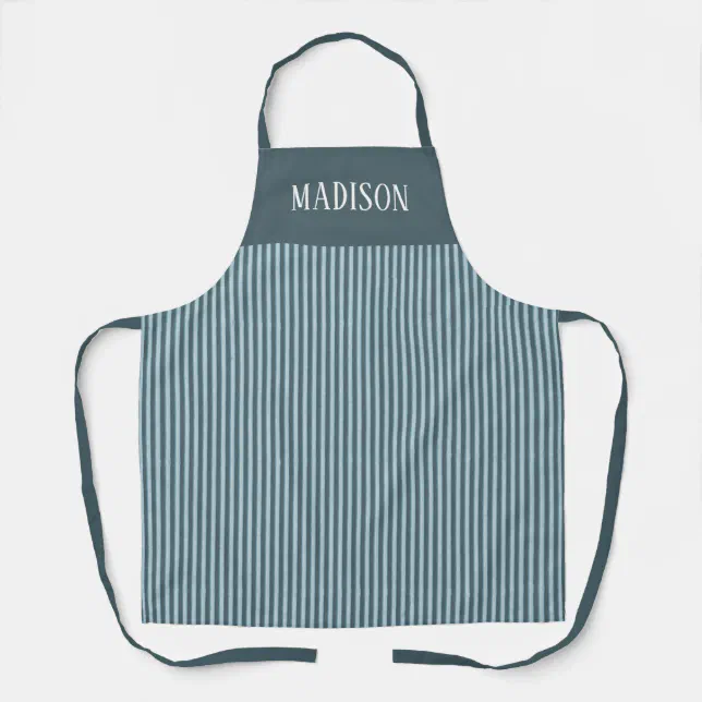 Simple Modern Blue Striped Pattern Personalized Apron | Zazzle