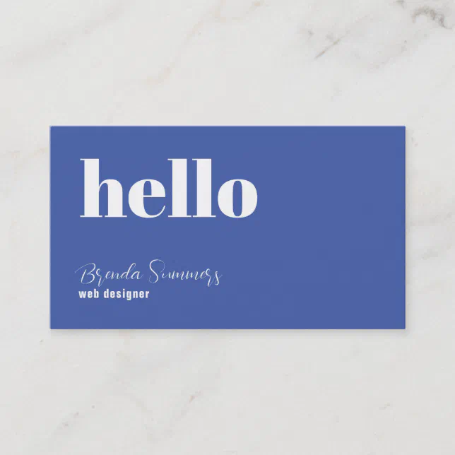 Simple Modern Blue & White Background Business Card | Zazzle