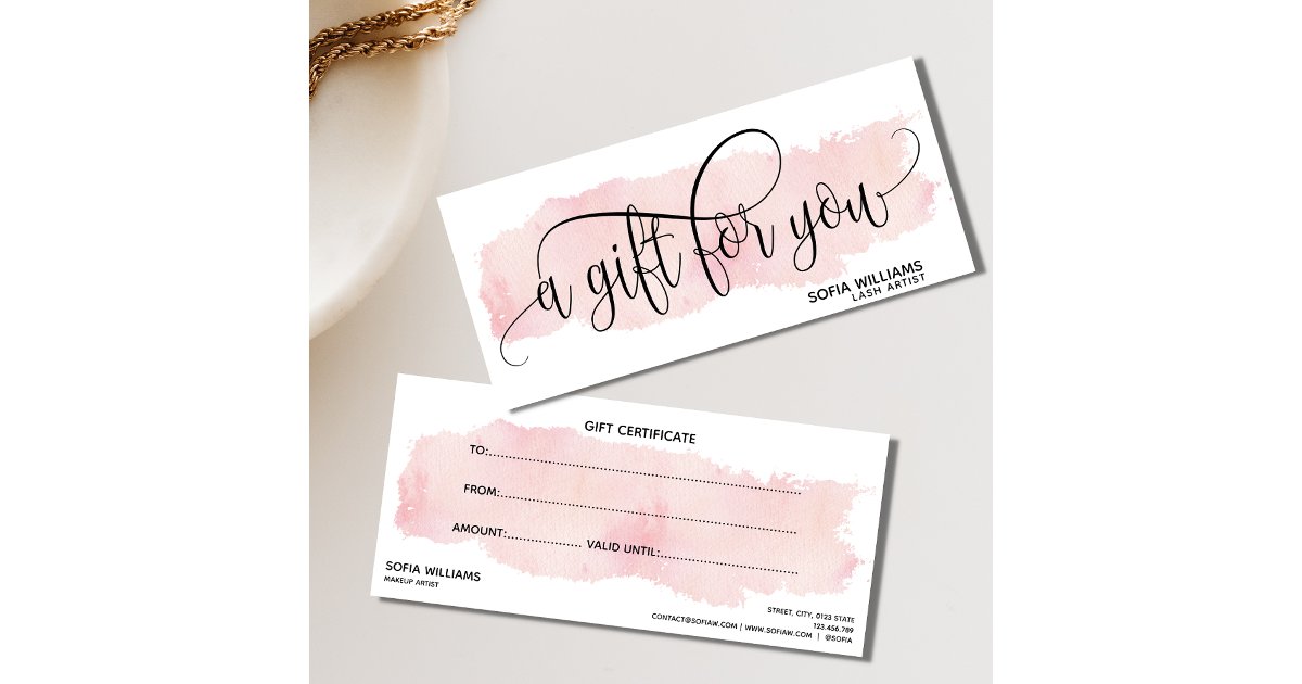 Simple & Modern blush pink Certificate Gift Card | Zazzle