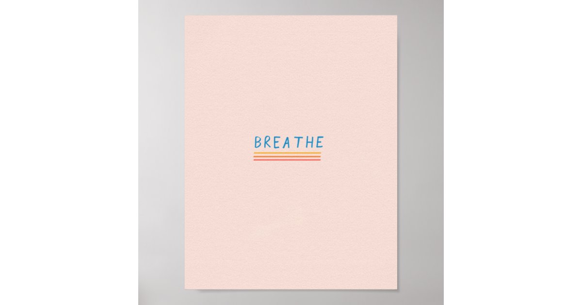 Simple, modern "breathe" postcard poster | Zazzle