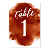 Simple Modern Burnt Orange Watercolor Table Number | Zazzle