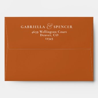 Simple Modern Burnt Orange Wedding Envelope | Zazzle